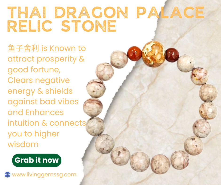 Thai Dragon Palace Relic Stone - 鱼子舍利 + 财宝舍利 Bracelet – Living Gems SG